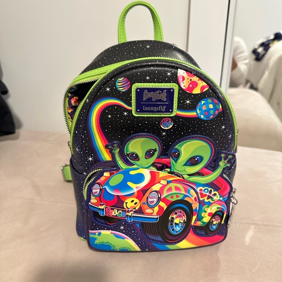 Loungefly | Other | Loungefly Lisa Frank Black And Green Alien Backpack ...